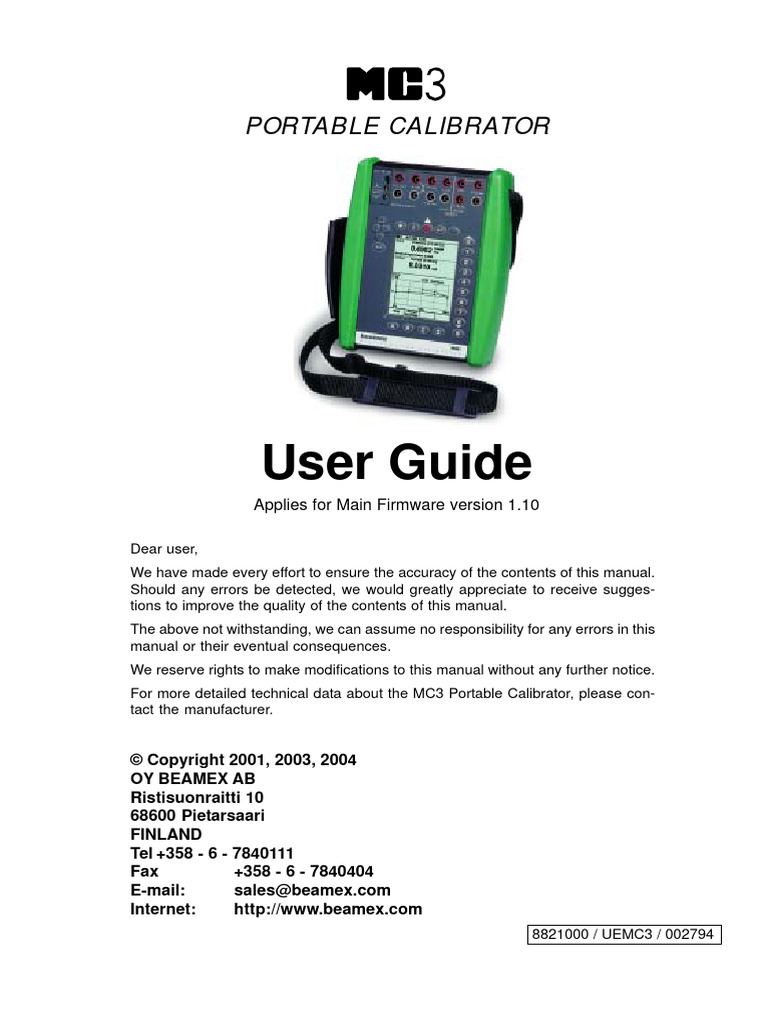 Beamex MC3 Manual ENG | PDF | Battery Charger | Rechargeable Battery
