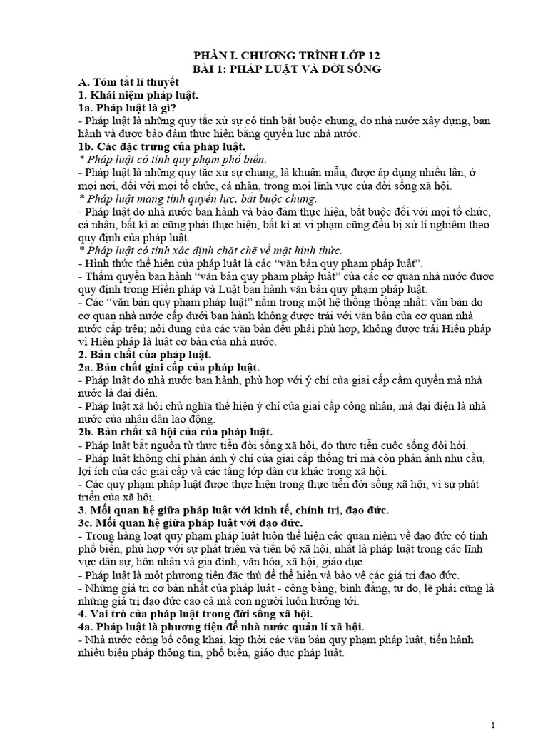 TAI LIÊU ÔN THI MÔN GDCD 12 | PDF