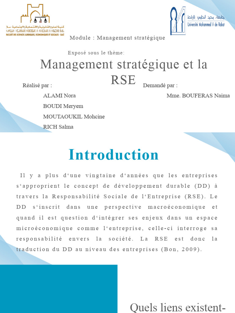 Management Stratégique et RSE | PDF | Responsabilité sociétale des ...