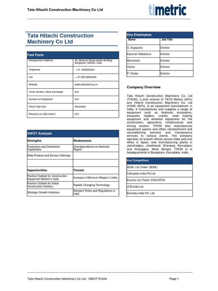 Tata_Hitachi_Construction_Mach | PDF
