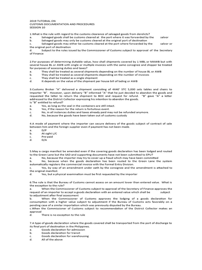 CDP Mastery Test 1.1 | PDF | Customs | Taxes CDP Mastery Test 1.1 | PDF | Customs | Taxes