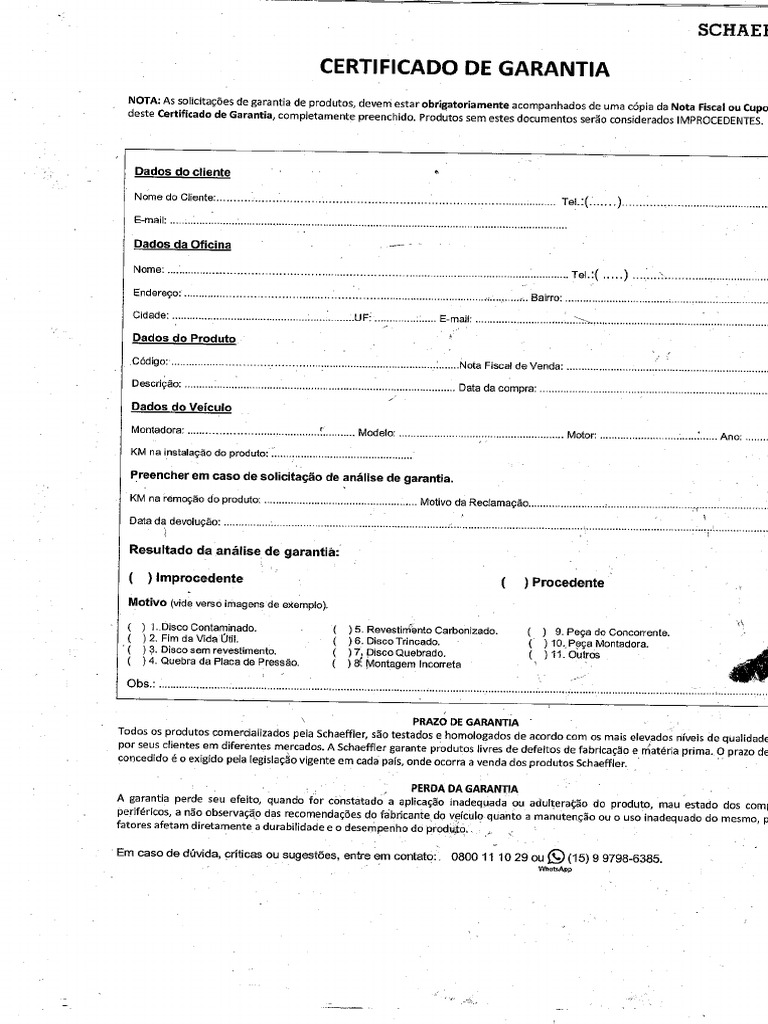 Certificado de Garantia Luk | PDF