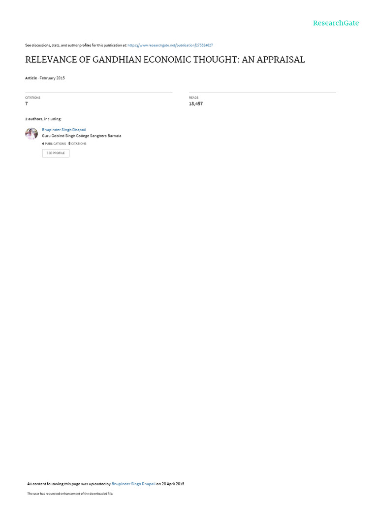 Gandhian Economics Today | PDF | Globalization | Economic Growth