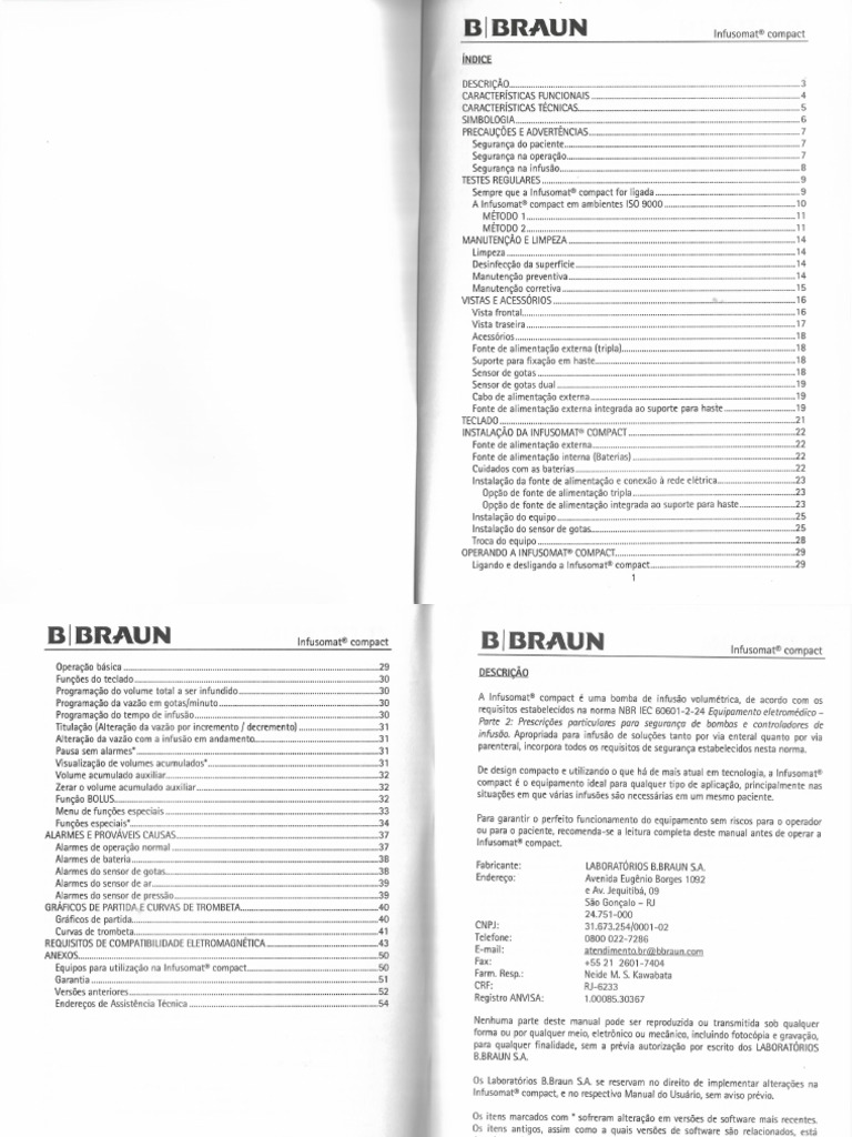 Manual Do Usuário Bomba BBRAUN | PDF