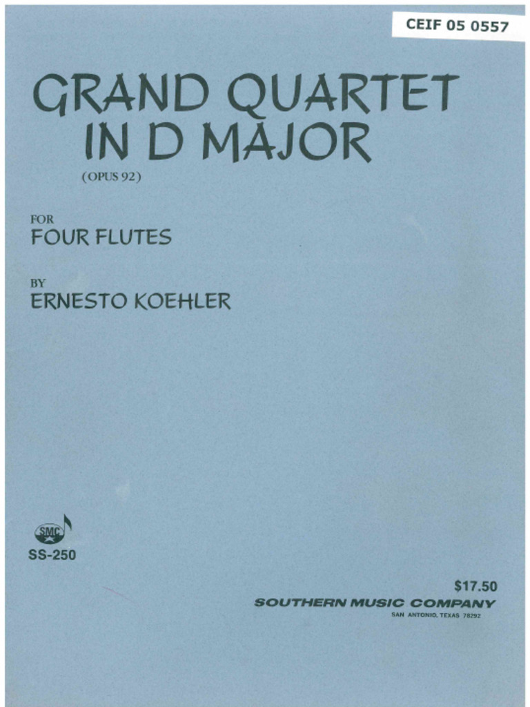 KOEHLER, ERNESTO - Grand Quartet in D Major - Op. 92 - 4 Flutes | PDF
