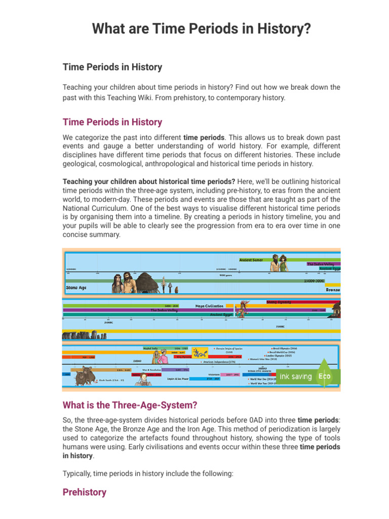 What Are Time Periods in History - Time Periods For Kids | PDF ...