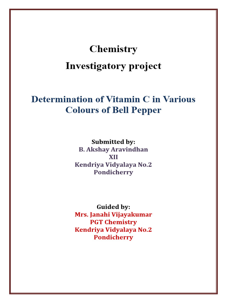 Chemistry Investigatory Project | PDF | Vitamin C | Titration