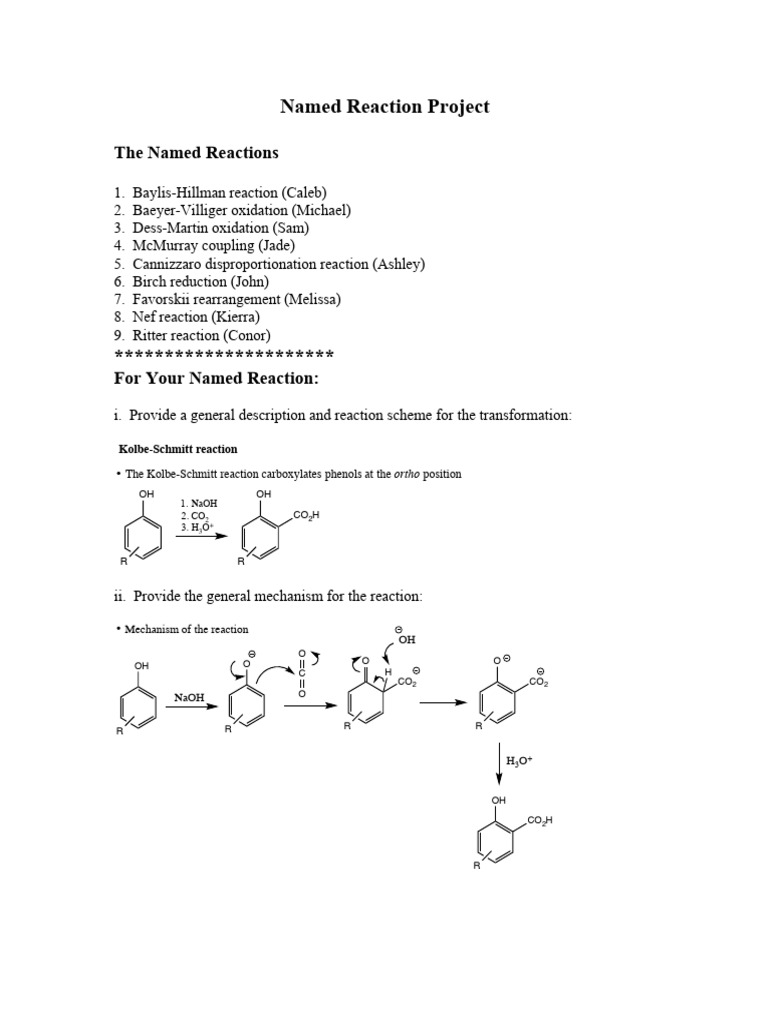 Named Reaction Project | PDF | Chemical Reactions | Carboxylic Acid