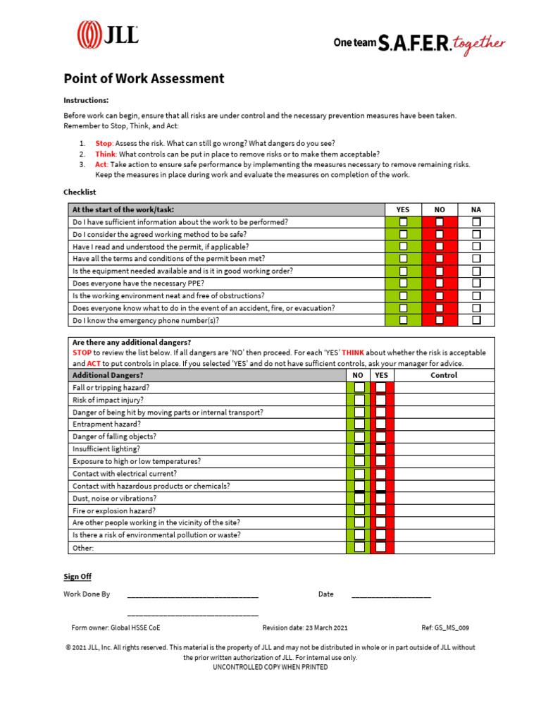 Point of Work Risk Assessment Guide | PDF | Hazards | Risk