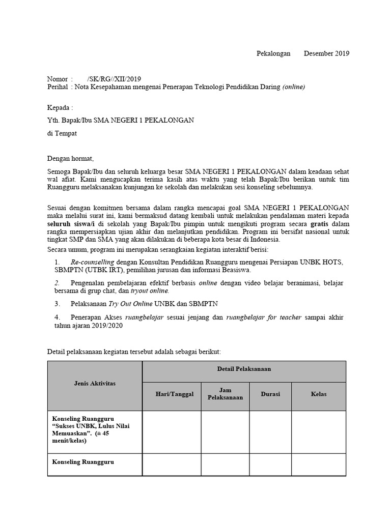 MoU SMP First Visit | PDF | Karier & Perkembangan