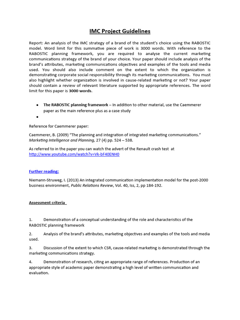 IMC Project Description | PDF