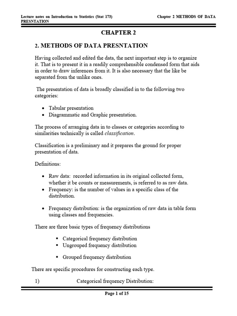 Chapter-2-Methods of Data Presentation | PDF | Histogram | Pie Chart