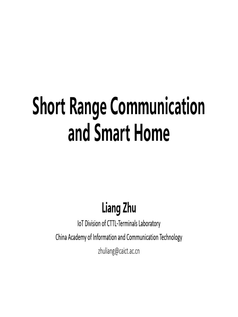 W2-1 Short Range Communication and Smart Home-R | PDF | Wi Fi | Home ...