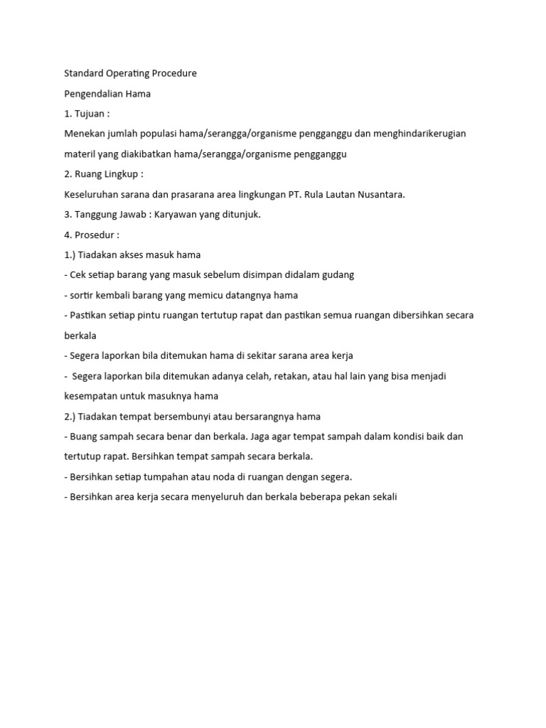 Standard Operating Procedure | PDF