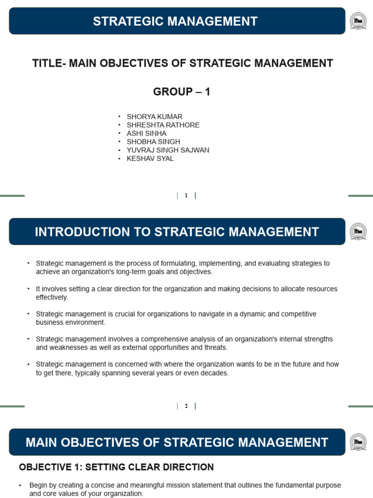 Main Objectives of Strategic Management | PDF | Strategic Management ...