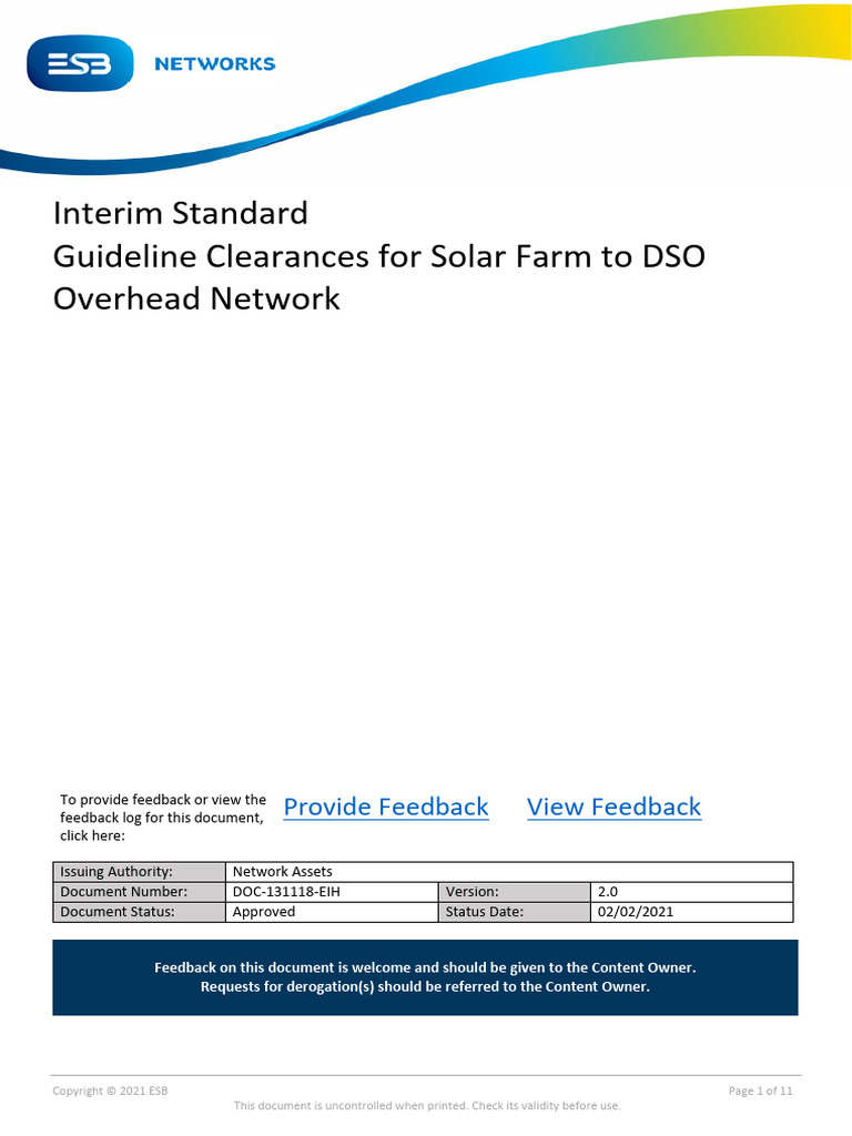 Interim Guideline Clearances For Solar Farm To DSO Overhead Network ...