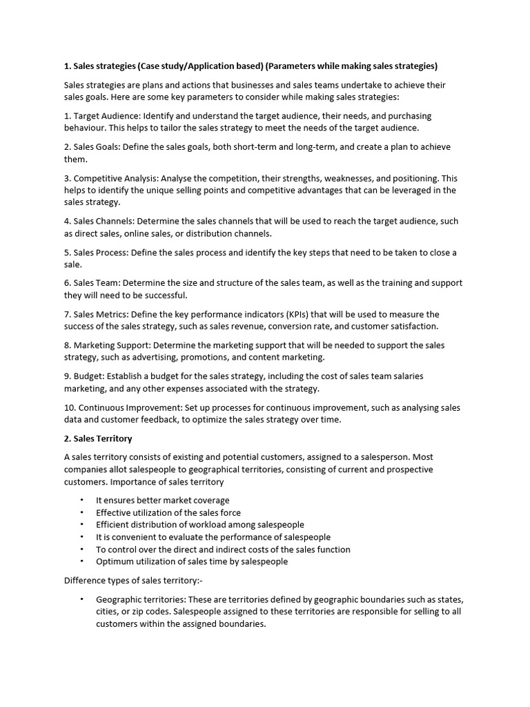 Sales Management Notes-1 | PDF | Sales | Marketing