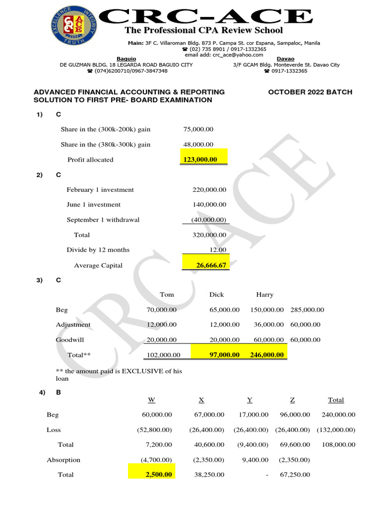 Afar Solution | PDF | Book Value | Investing
