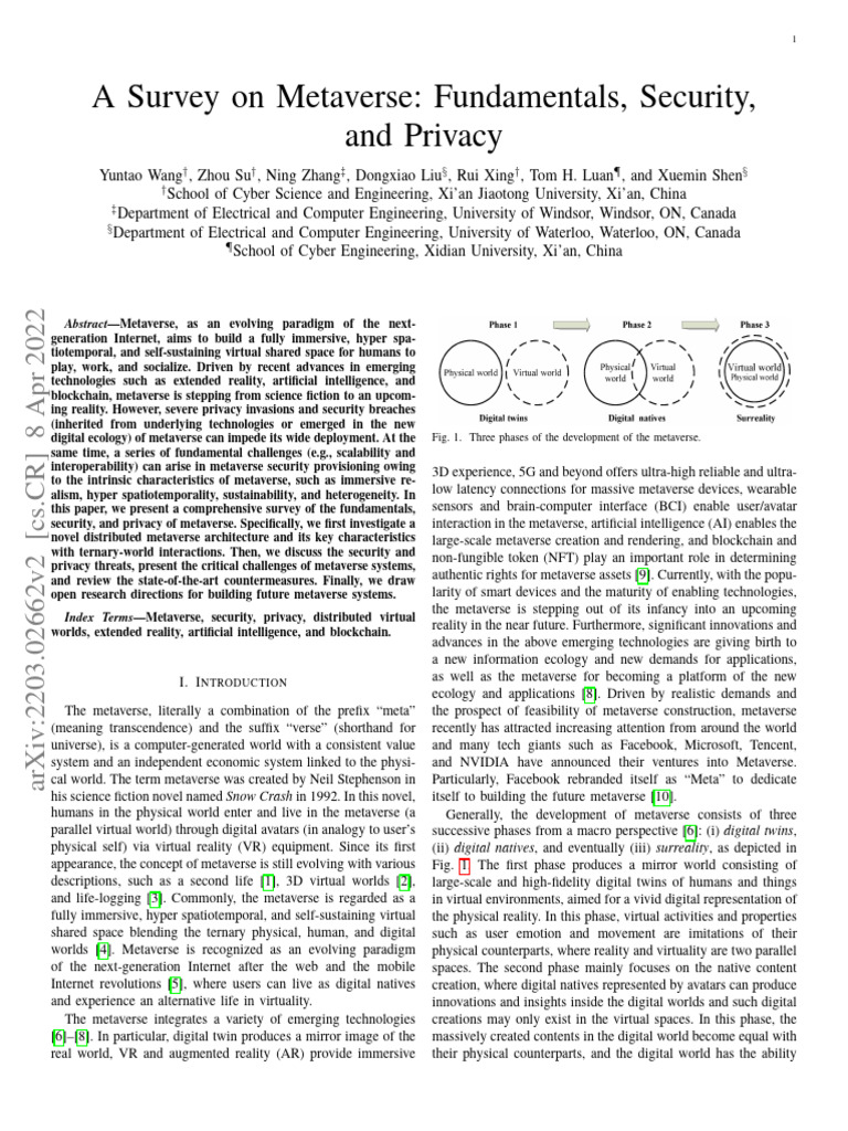Metaverse: Security and Privacy Challenges | PDF | Augmented Reality ...