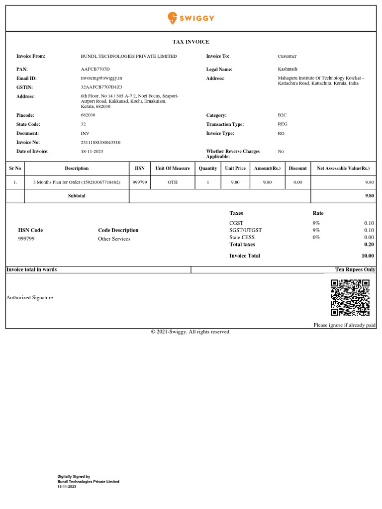 Swiggy Pi | PDF | Invoice | Economies