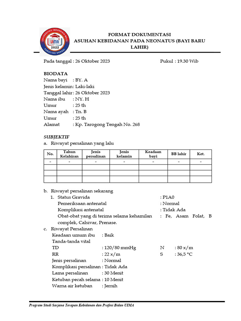Format Dokumentasi BBL | PDF