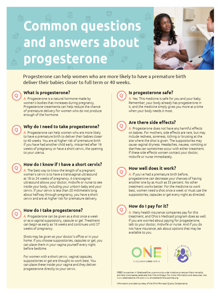 Progesterone Common Questions Flyer Final | PDF | Pregnancy | Preterm Birth