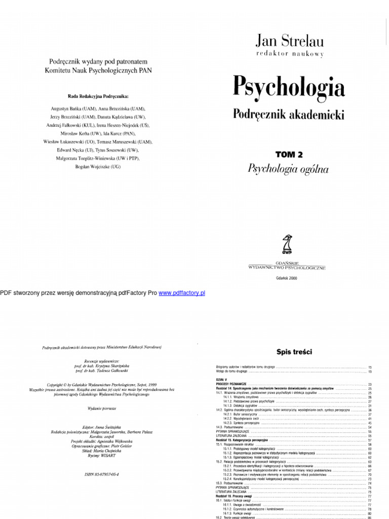 Strelau Psychologia. PodrÄ Cznik Akademicki, Tom 2 | PDF
