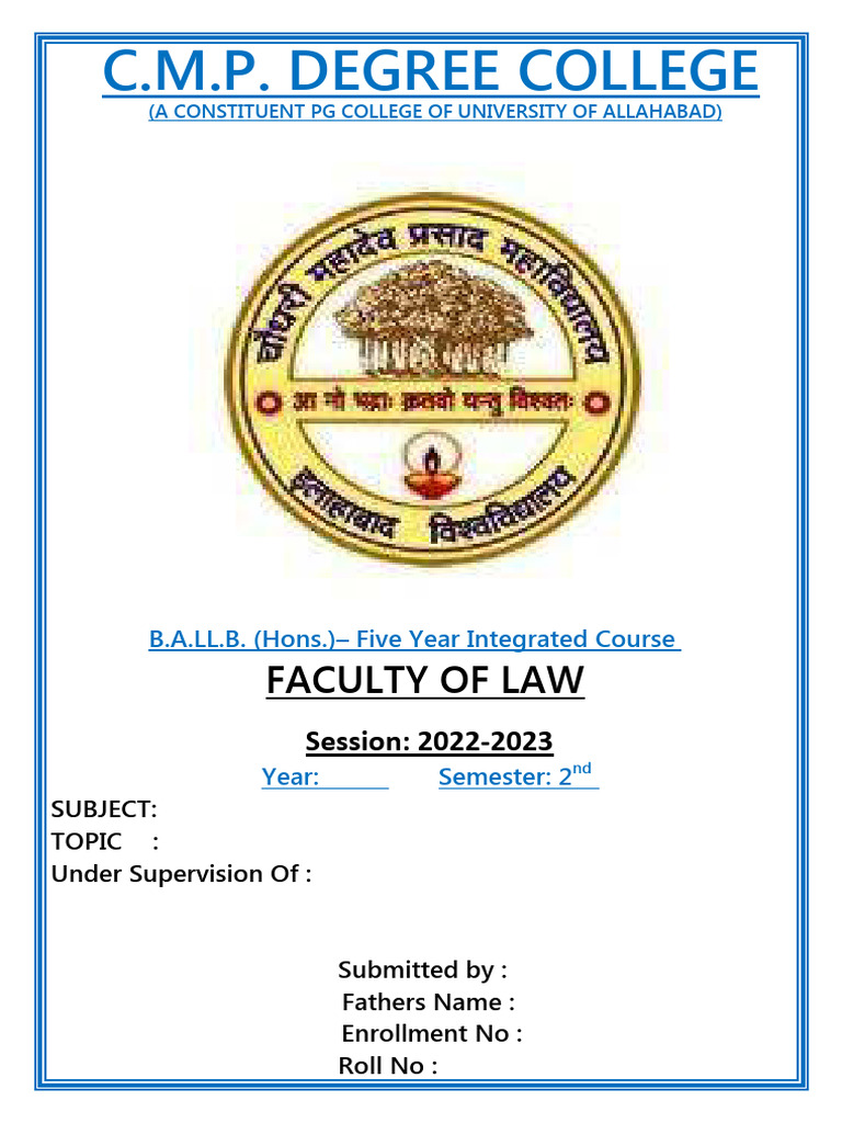 Assignment Cover Page, CMP (BALLB 2nd Sem) | PDF