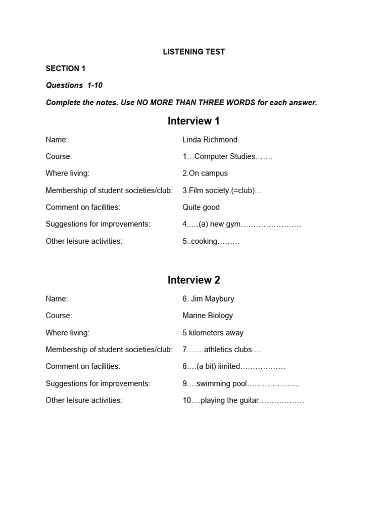 Listening Test Focus On Ielts P 50 Pdf