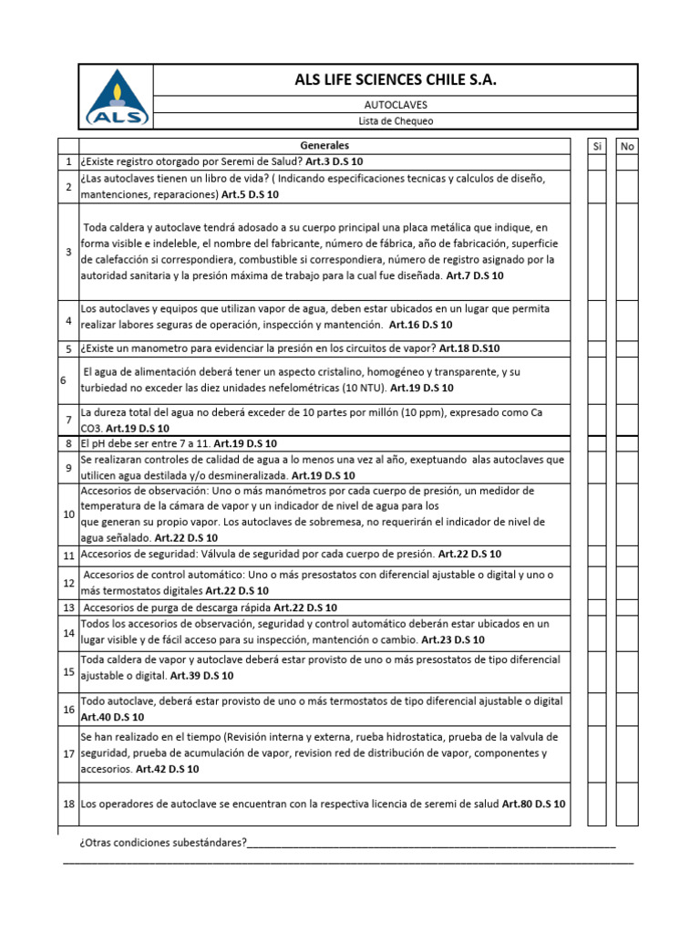 Checklist Autoclave | PDF | Agua