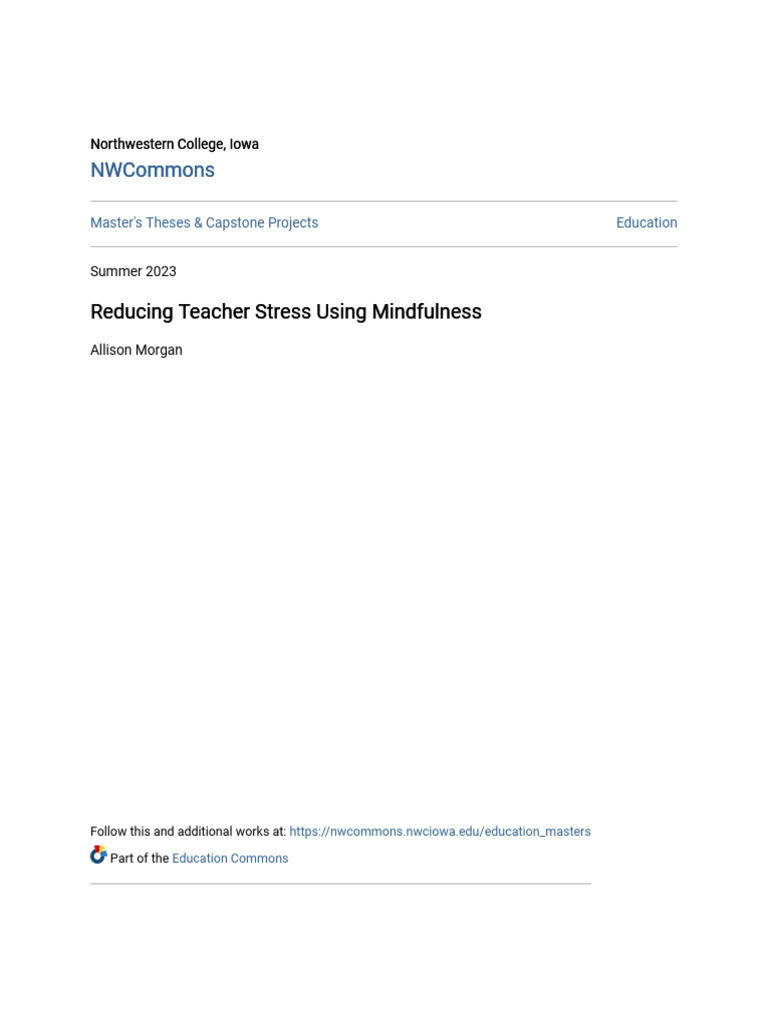 Reducing Teacher Stress Using Mindfulness | PDF | Mindfulness ...