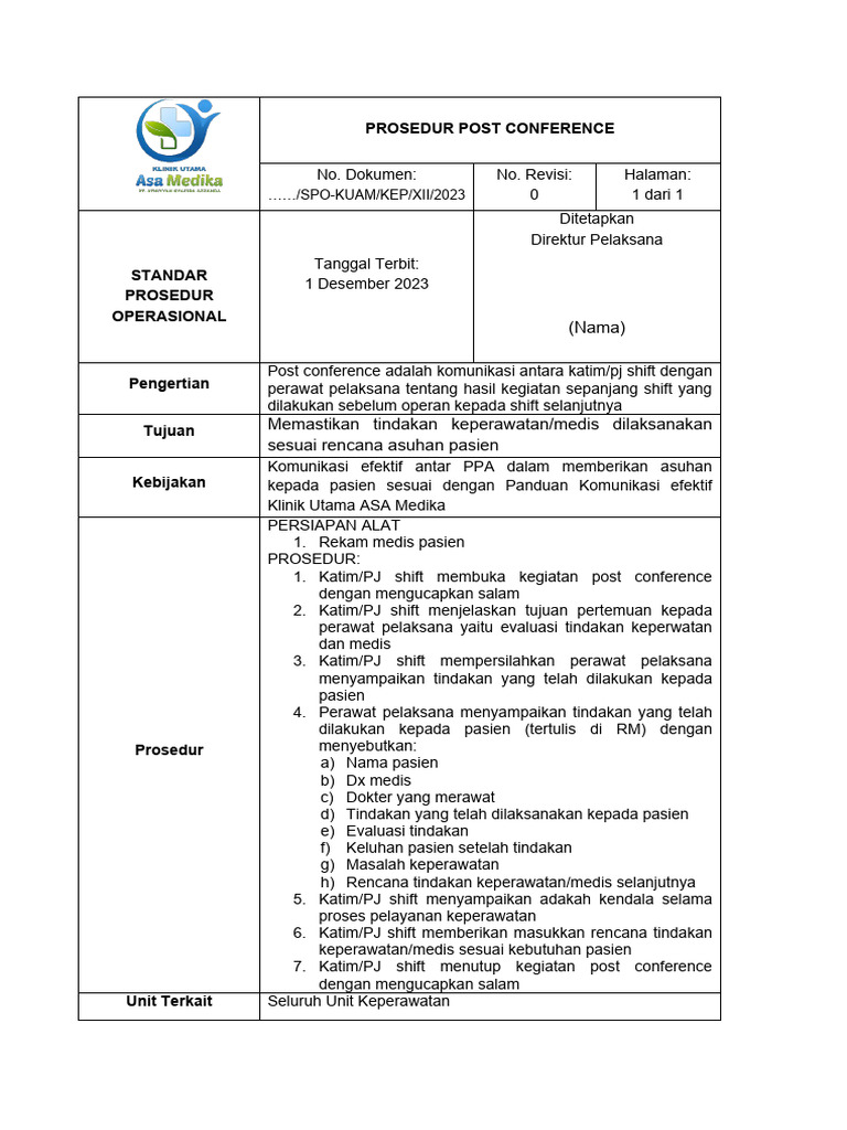 Prosedur Post Conference Keperawatan | PDF | Bisnis