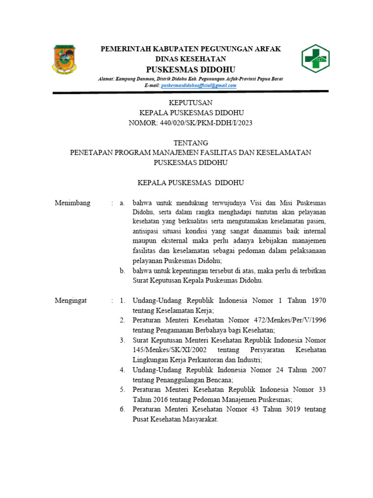 SK Penetapan Program MFK | PDF