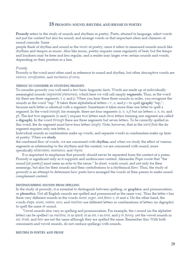 18 PROSODY Sound, Rhythm, and Rhyme | PDF | Metre (Poetry) | Poetry