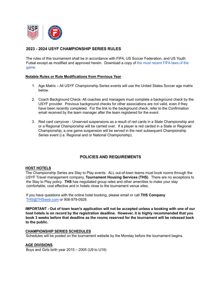 2023-2024 USYF Championship Series Rules 10-24-23 2-10s | Download Free ...
