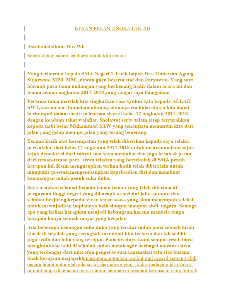 Kesan Pesan Angkatan Xii | PDF