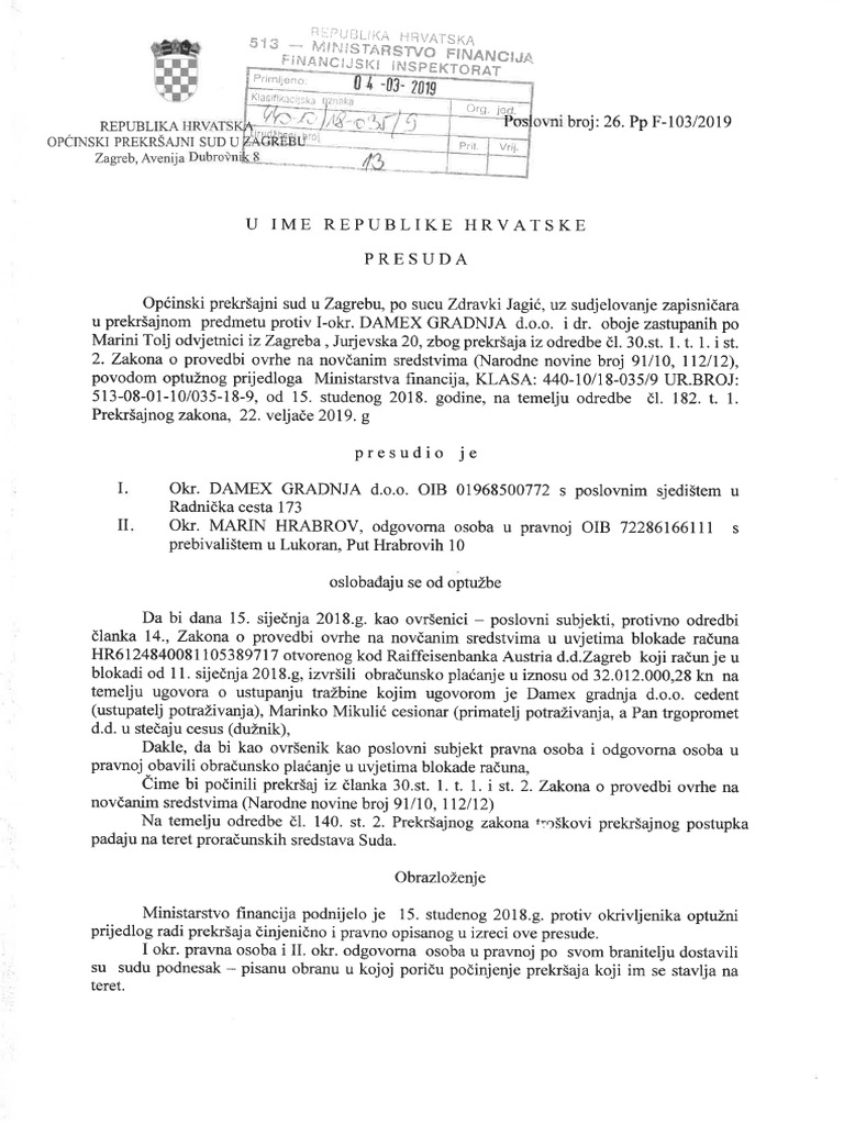 Damex Gradnja-Rješenje-Oslobađajuce-Cesija | PDF