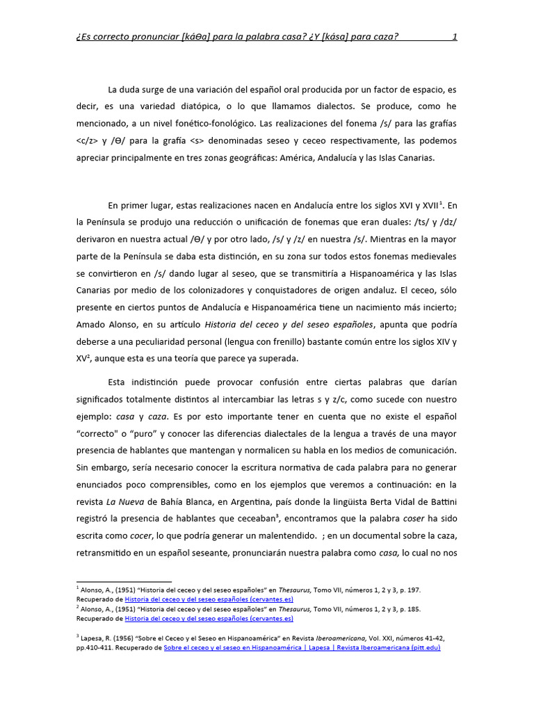 Seseo y Ceceo - Alba | PDF | Lengua española | Idiomas