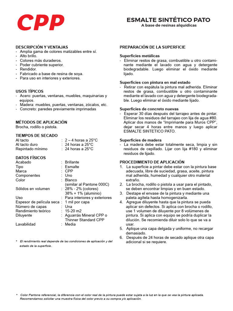 Pintura CPP Esmalte Sintetico Pato | PDF | Pintar | Cepillo