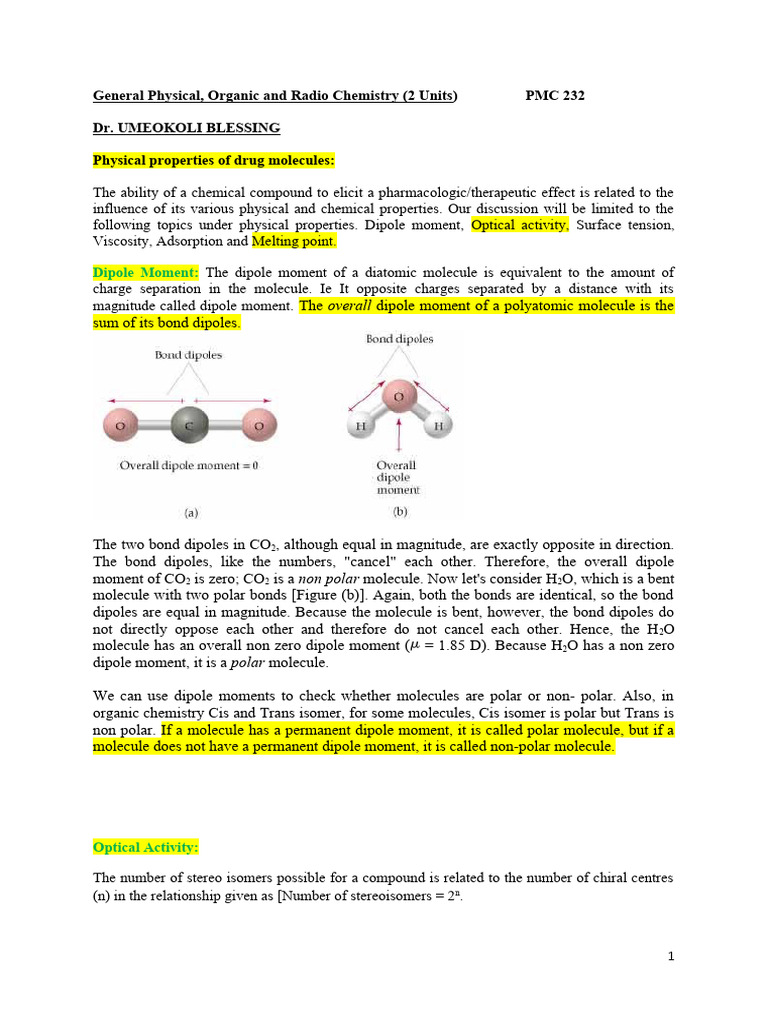 PMC 232 Lecture Note | PDF | Adsorption | Chemical Polarity