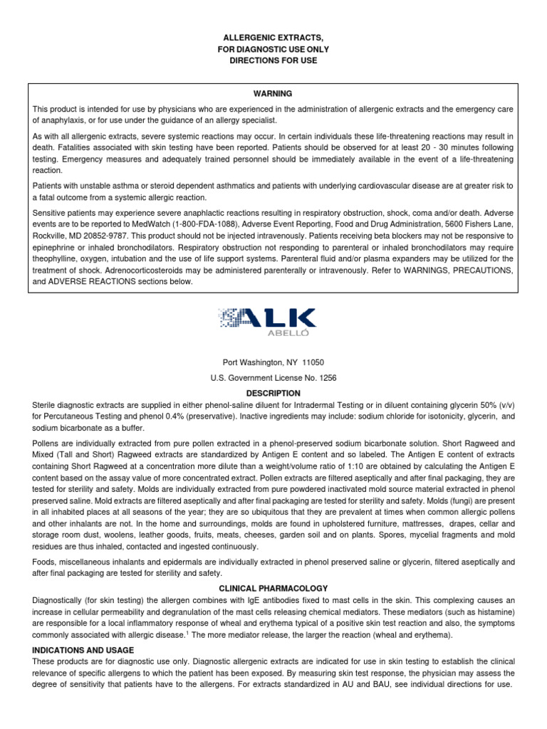 Package Inser Allergenic Extracts | PDF | Allergy | Allergen