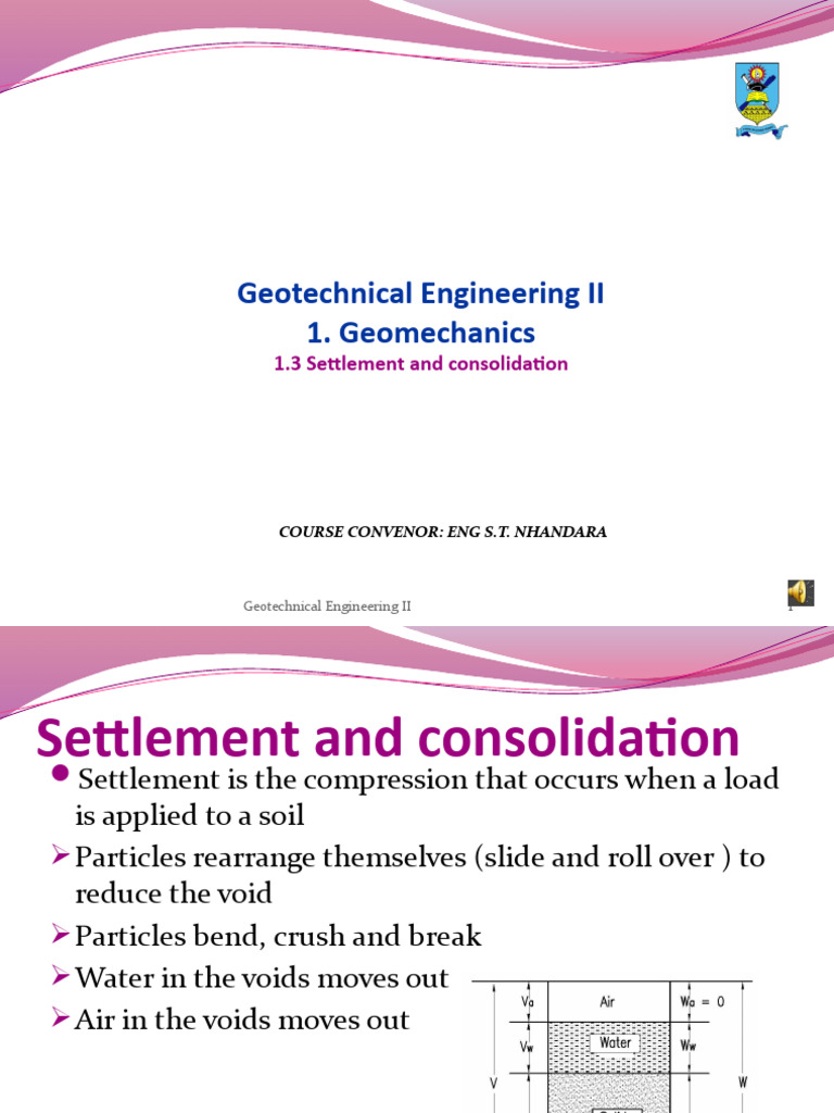 1.3 Settlement and Consolidation | PDF | Geotechnical Engineering | Natural Materials