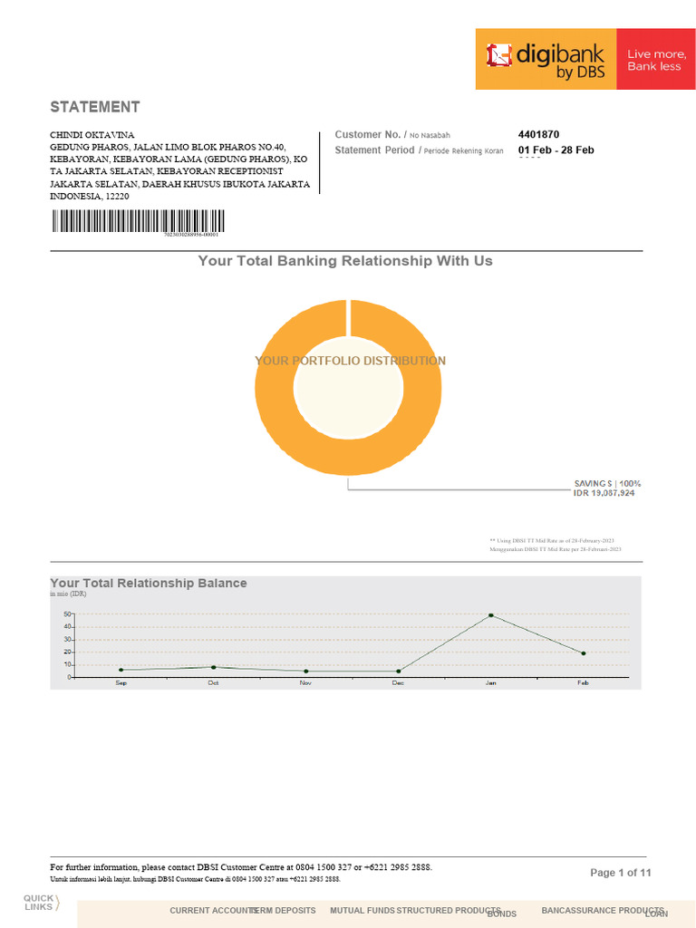 Statement: Your Total Banking Relationship With Us | PDF | Banks ...