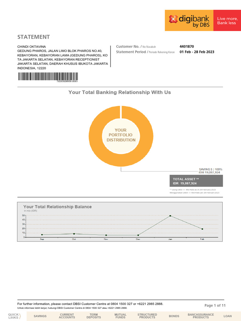 Statement: Your Total Banking Relationship With Us | PDF | Banks ...