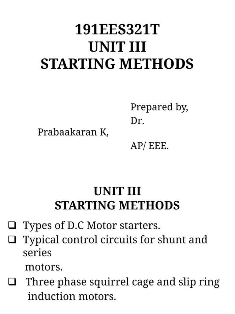 Unit 3 | PDF | Electric Motor | Relay