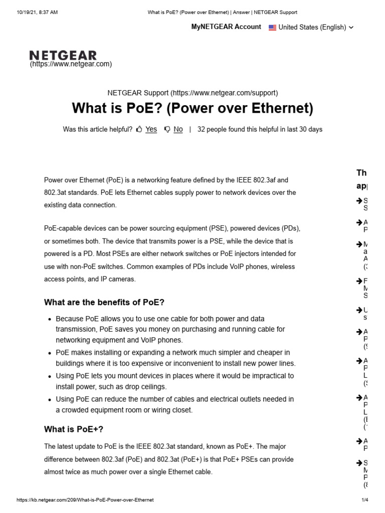 What Is PoE - (Power Over Ethernet) - Answer - NETGEAR Support | PDF ...