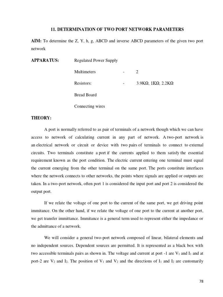 Two-Port Network Parameter Determination | PDF | Telecommunications ...