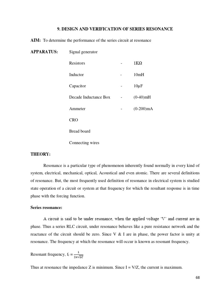Exp 7 Exp 11 - Series and Parallel Resonance | PDF | Resonance ...