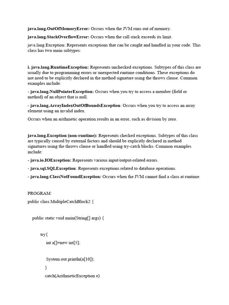 EXCEPTION HANDLING | PDF | Software | Computing EXCEPTION HANDLING | PDF | Software | Computing