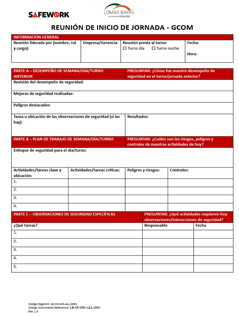 Reunión de Seguridad en Turnos GCOM | PDF